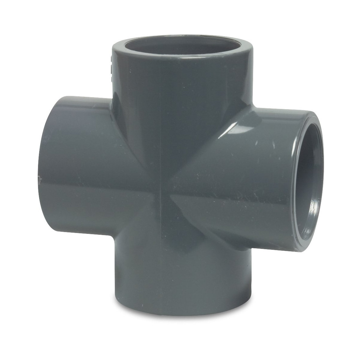 Mega Kreuzstück PVC-U 20 mm Klebemuffe 16 bar, grau, 2,36