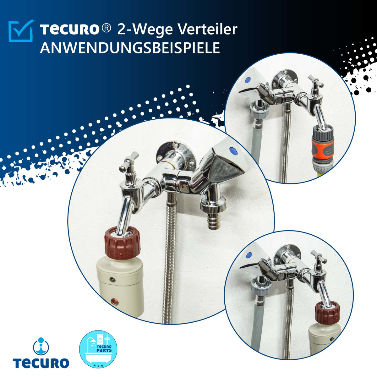 tecuro T-Stück 3/8 Zoll / Ø 10 mm Abzweigverteiler für Eckventile MS ...