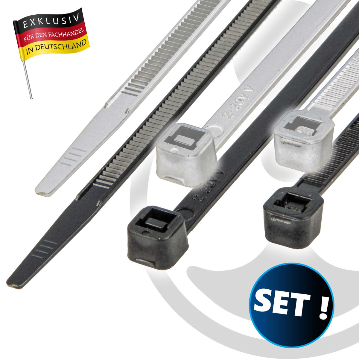 MASTERPROOF PROFESSIONAL Kabelbinder-Set 20-teilig 7,6 mm x 400 mm, j ...