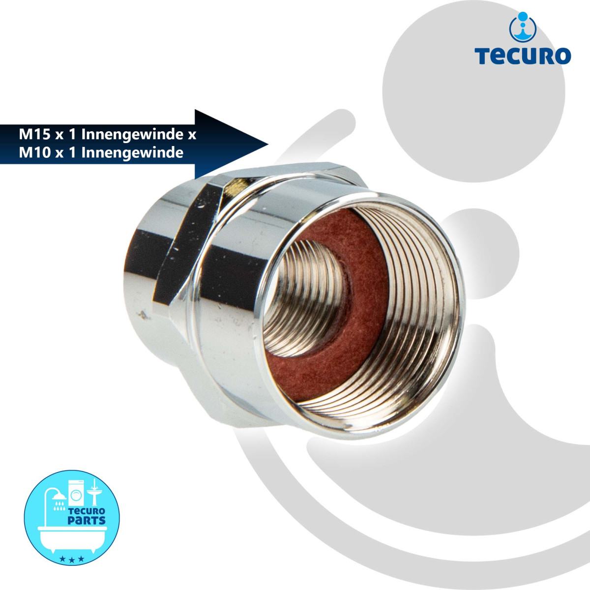 tecuro Reduzierstück M15/1 Innengewinde x M10/1 Innengewinde MS-verch ...
